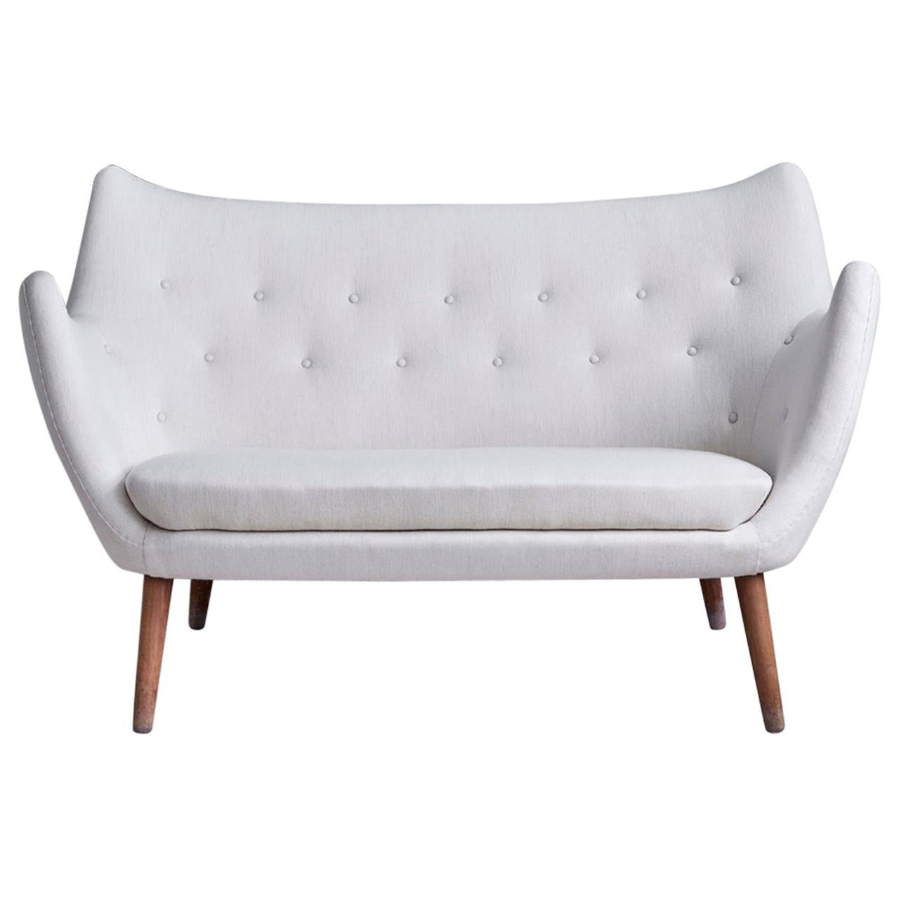 Finn Juhl "The Poet" Two-Seat Sofa with White Wool Upholstery, Denmark ...