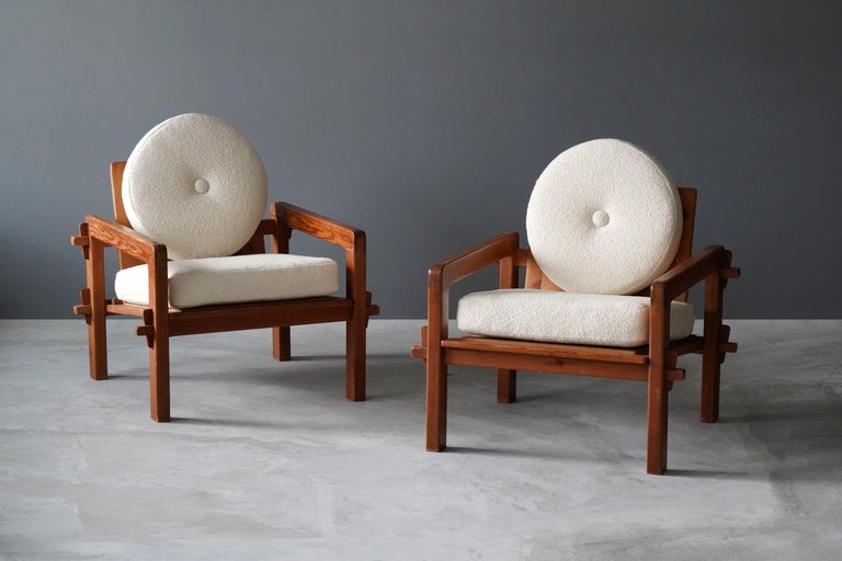 Finnish Cabinetmaker, Lounge Chairs, Solid Pine, Fabric, Helsinki ...