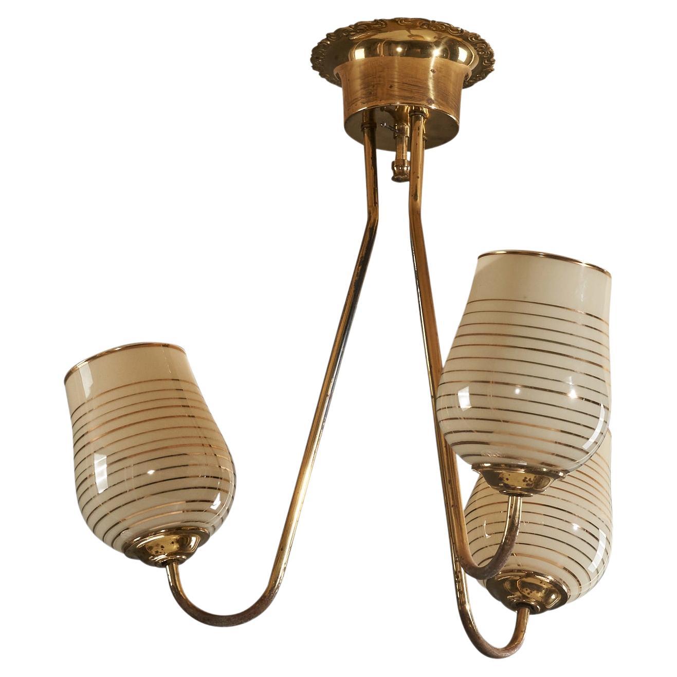 1940s French Designer Brass Chandelier For Sale at 1stDibs