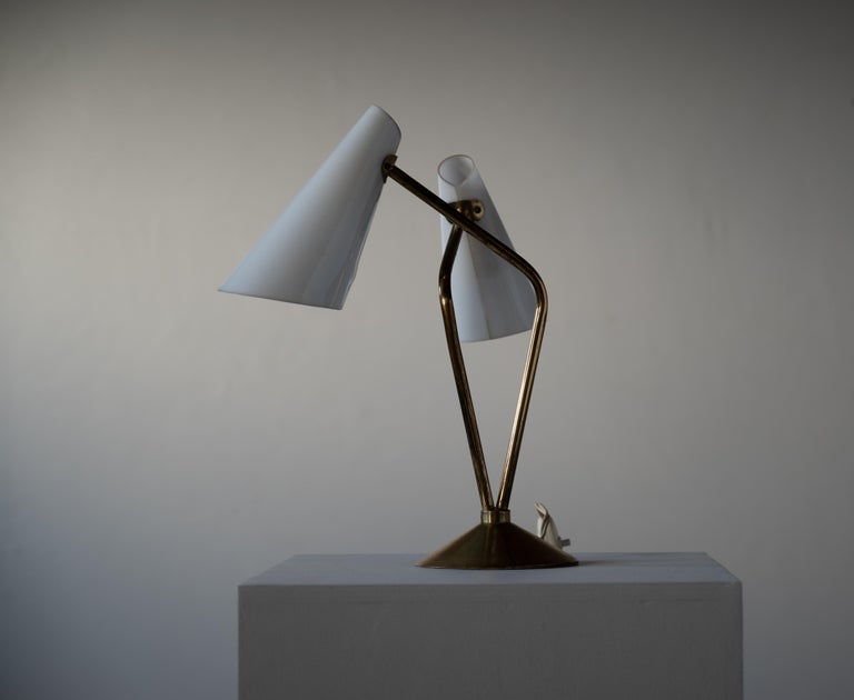 Finnish Designer, Two-Armed Table Lamp, Brass, Acrylic, Finland, 1960s ...
