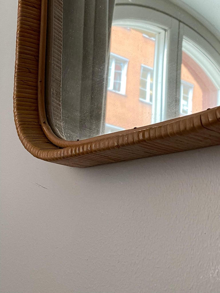 Finnish Designer, Wall Mirror, Rattan, Wood, Mirror Glass, Finland ...