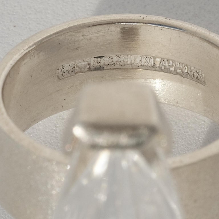 Finnish Silver Ring with a Cut Rock Crystal, Made 2009 For Sale at 1stDibs