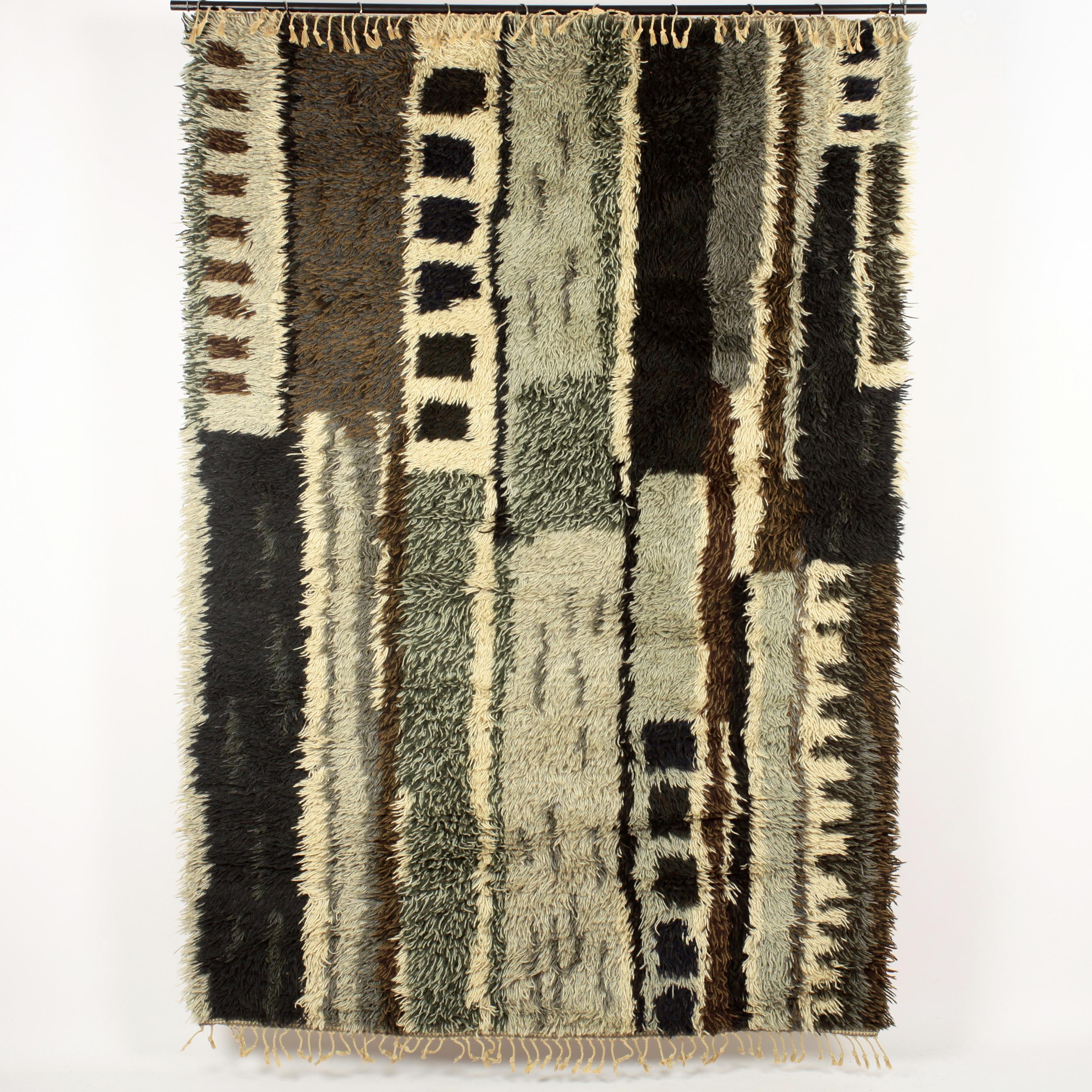Finnish Wool Rya Rug 1960's at 1stDibs | finnish rya rugs