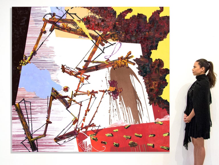 Fiona Rae - Untitled (yellow, red + brown) For Sale at 1stDibs