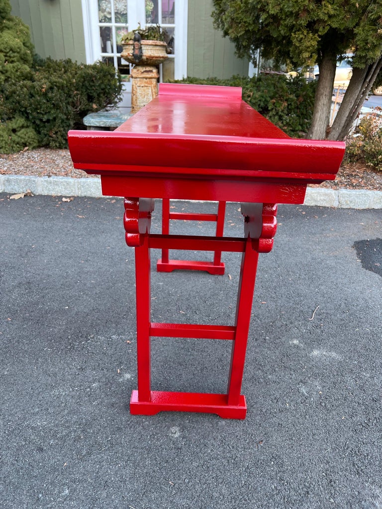 Fire Engine Red Asian Console Table For Sale at 1stDibs