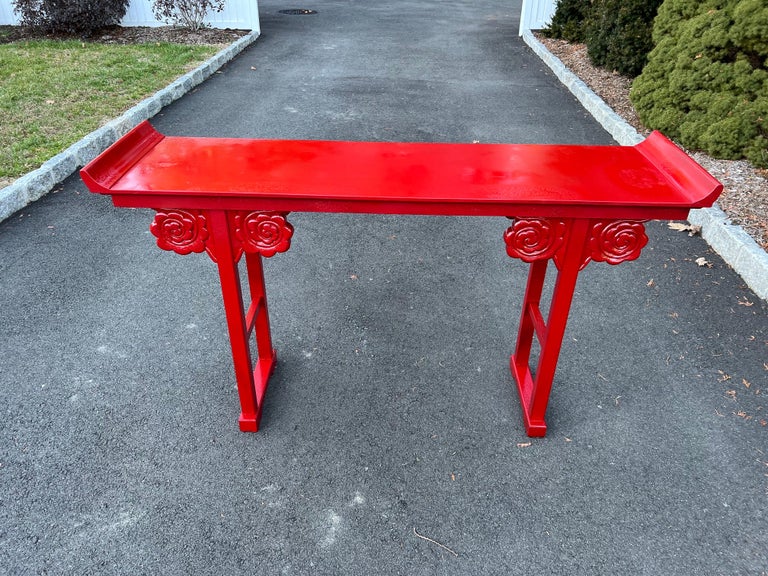 Fire Engine Red Asian Console Table For Sale at 1stDibs