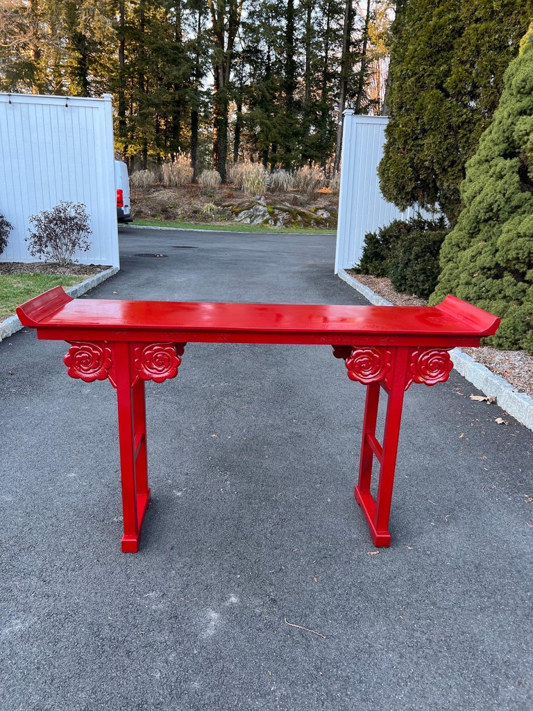 Fire Engine Red Asian Console Table For Sale at 1stDibs
