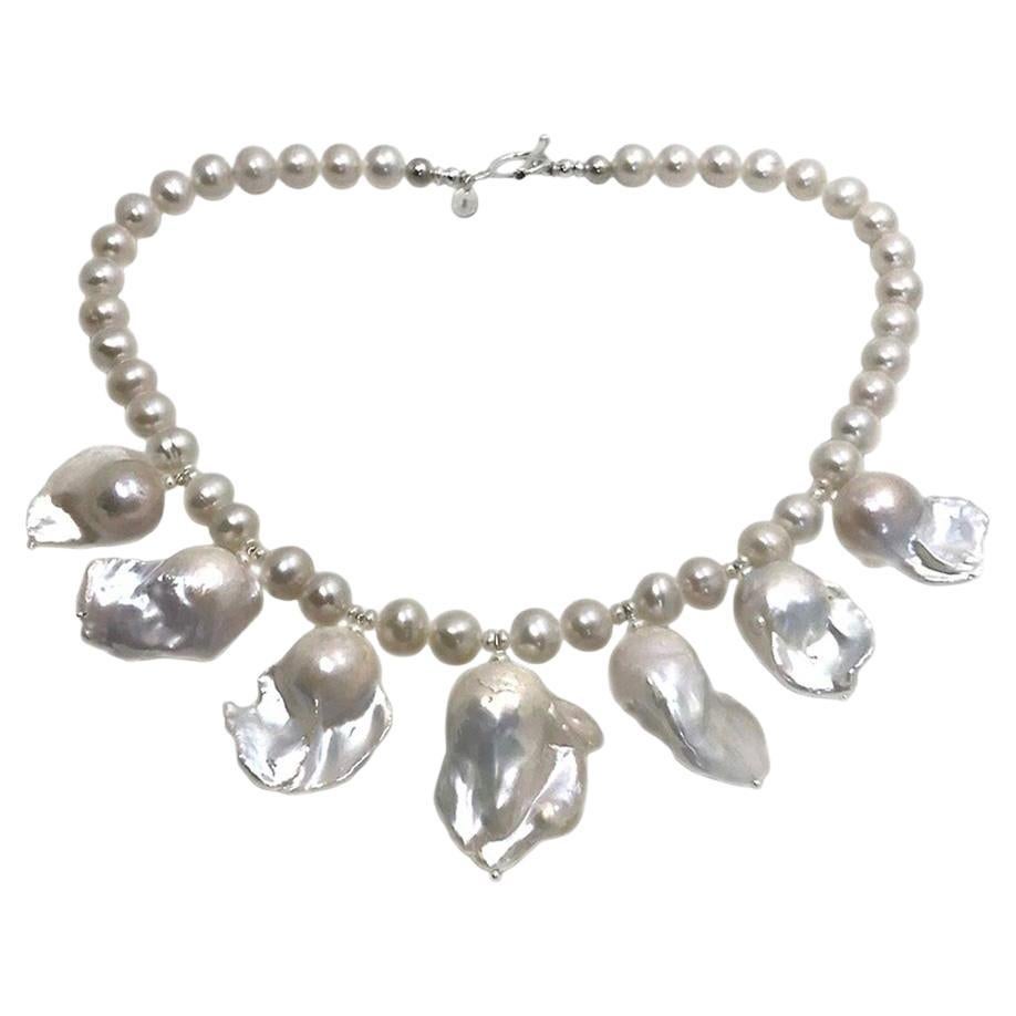 Fireball Baroque Pearl Bib Necklace For Sale at 1stDibs