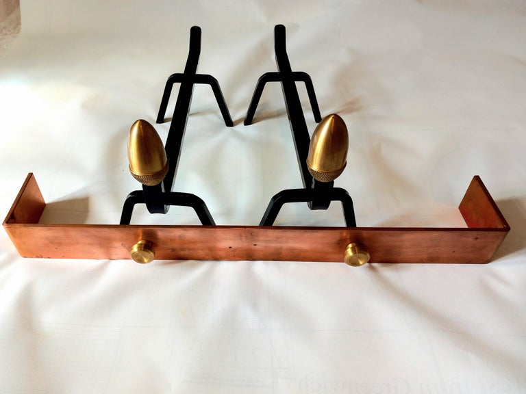 Contemporary Fireplace Andirons Iron Bronze and Copper Brass Fireplace ...