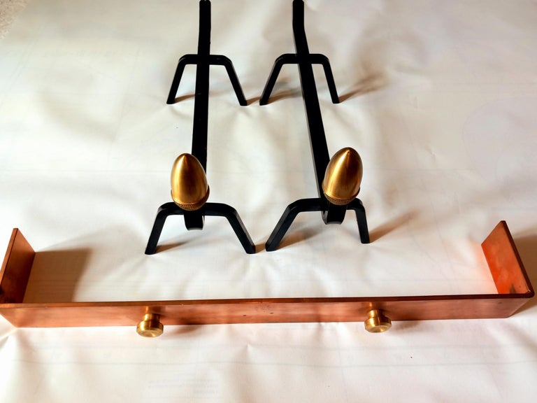 Contemporary Fireplace Andirons Iron Bronze and Copper Brass Fireplace ...