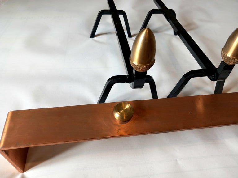 Contemporary Fireplace Andirons Iron Bronze and Copper Brass Fireplace ...
