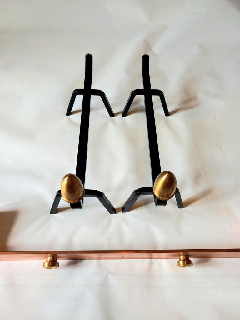 Contemporary Fireplace Andirons Iron Bronze and Copper Brass Fireplace ...