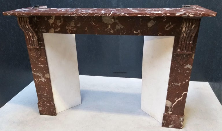 Fireplace in Dark Brown-Red Marble, Belle Epoque For Sale at 1stDibs