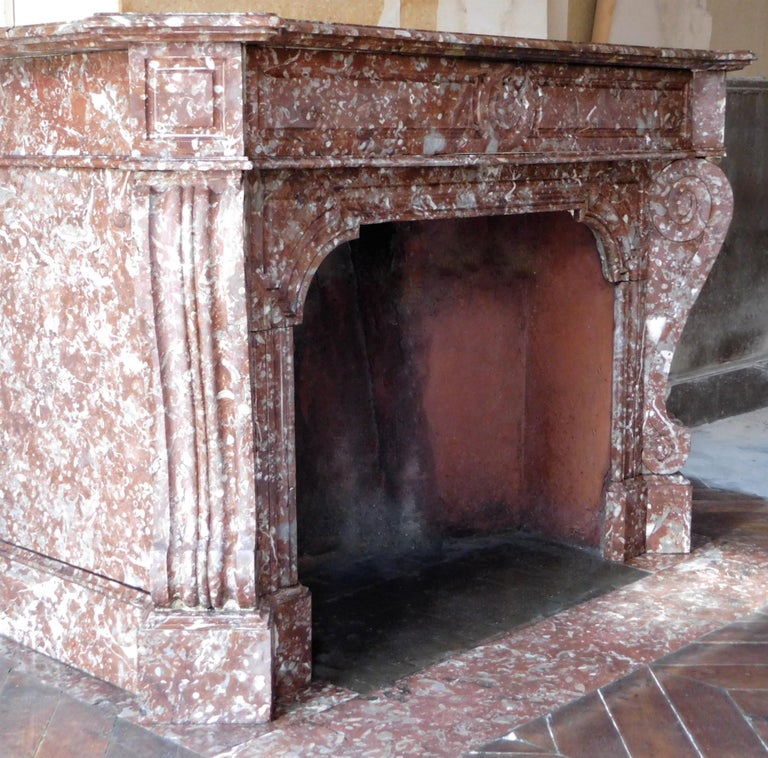 FIREPLACE Louis Philippe in Belgian Red Marble Griotte For Sale at 1stDibs