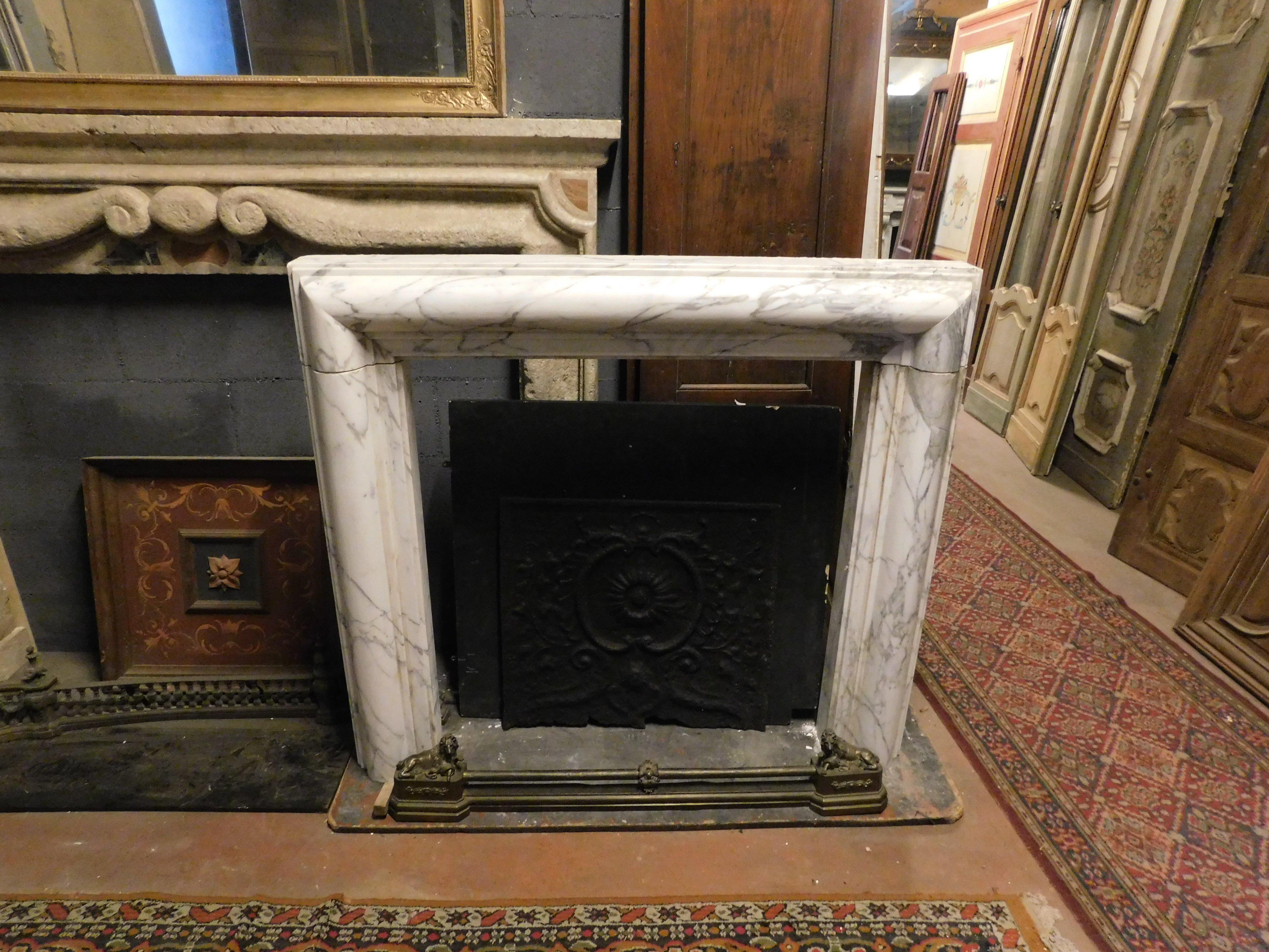 Fireplace Mantle in White Carrara Marble, Salvator Rosa Style, Early ...