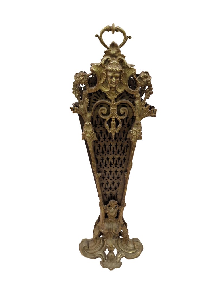 Big Fireplace Screen, Spark Protection, Decoration, solid brass, ~1890 ...