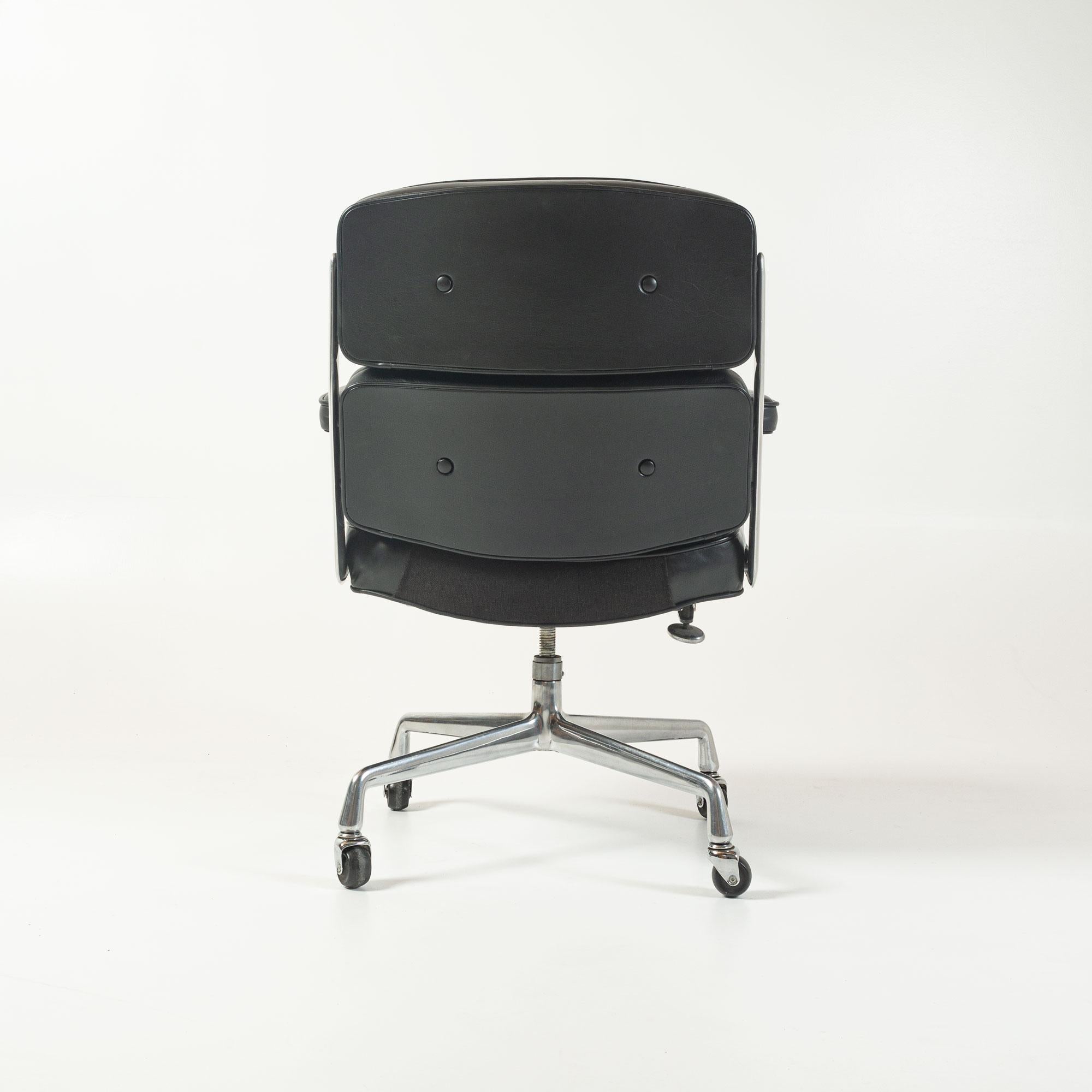 First Gen Eames Time Life Desk Chair in Original Black Leather at 1stDibs