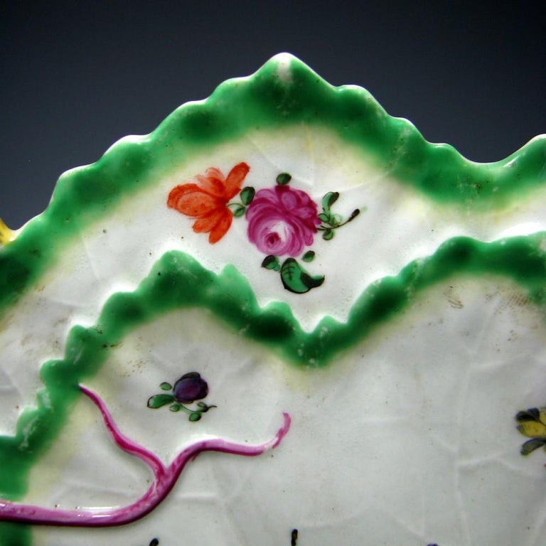 First Period Worcester Leaf Dish 1765-1770 For Sale at 1stDibs
