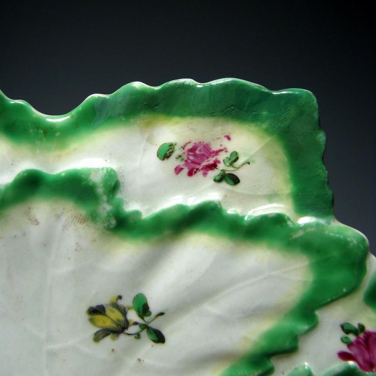 First Period Worcester Leaf Dish 1765-1770 For Sale at 1stDibs