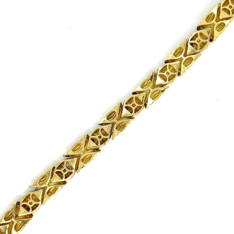 Fish Diamond Ruby Two-Tone Gold Bracelet For Sale at 1stDibs