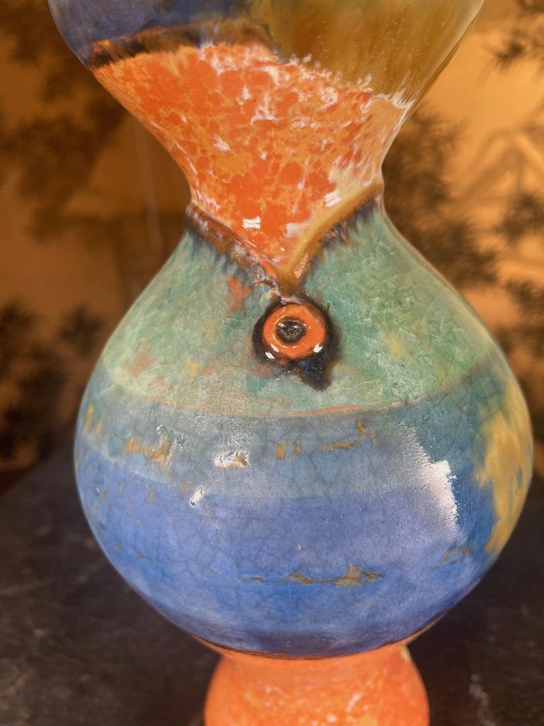 Fish Frenzy Vase Blue Master Work Hand Painted Eva Fritz-Lindner For ...