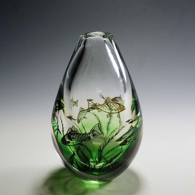 Fish Graal Vase by Edward Hald for Orrefors, Sweden For Sale at 1stDibs
