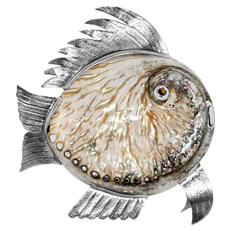 Fish Nº2 with mother-of-pearl shell and eye of the tiger by Alcino ...