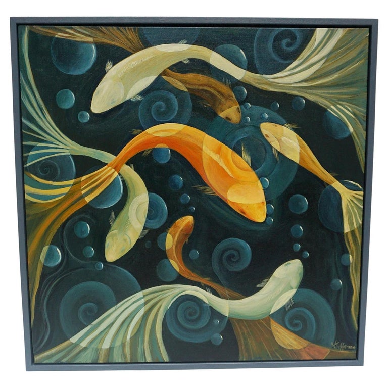 'Fish Pond' A Contemporary Oil on Canvas Painting at 1stDibs