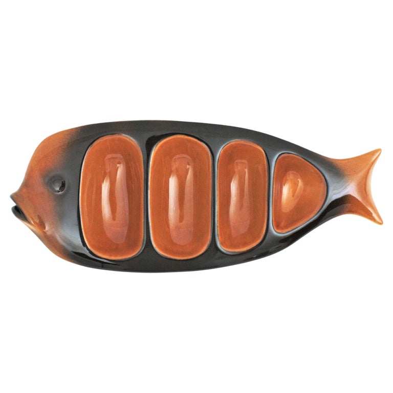 Fish Shaped Snack Cocktail Serving Tray / Wall Decoration in Glazed ...