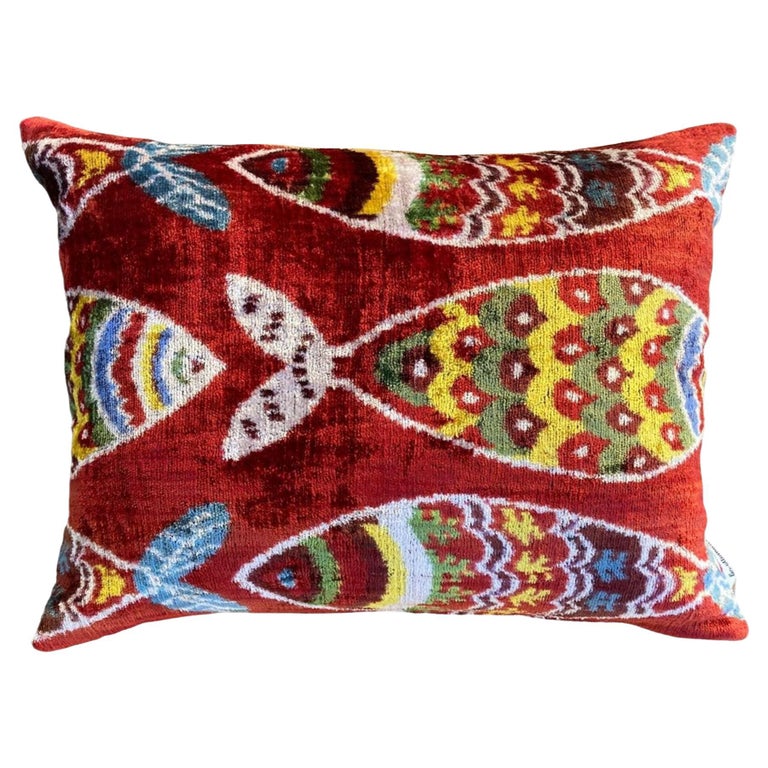 Fish Silk Velvet Handmade Pillow For Sale at 1stDibs