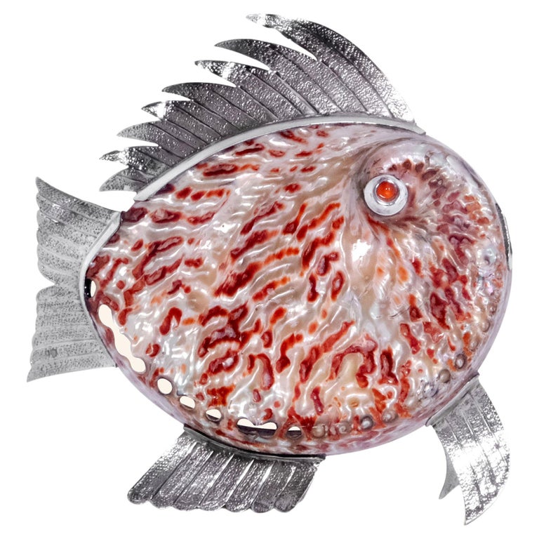 Fish with Mother-of-pearl Shell and Eyes Made of Carnelian Agate For ...