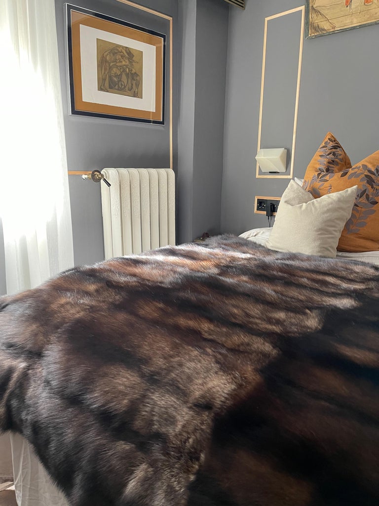 Fisher Fur Bed / Sofa Throw Blanket, Merino Wool Backing For Sale at ...