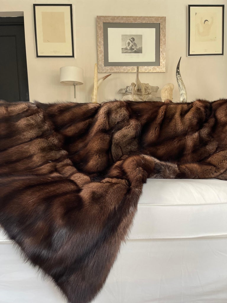 Fisher Fur Bed / Sofa Throw Blanket, Merino Wool Backing For Sale at ...