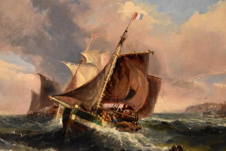 "Fishing Boats in Choppy Seas" by Samuel Calvert For Sale at 1stDibs