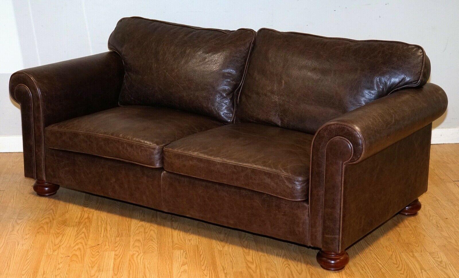 Fishpools Heritage Leather 2 Seater Sofa with Duck Feather Filled Back ...