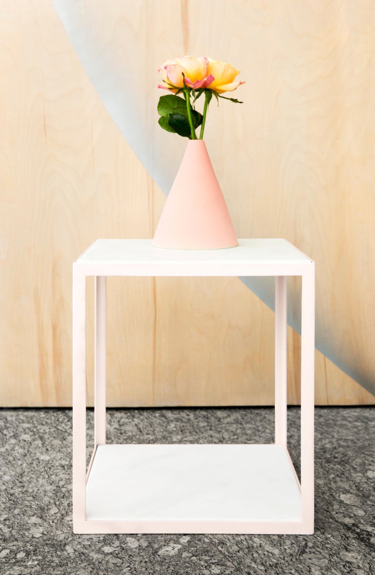 Fitted Side Table in Petal Pink and Arabescato Marble For Sale at ...