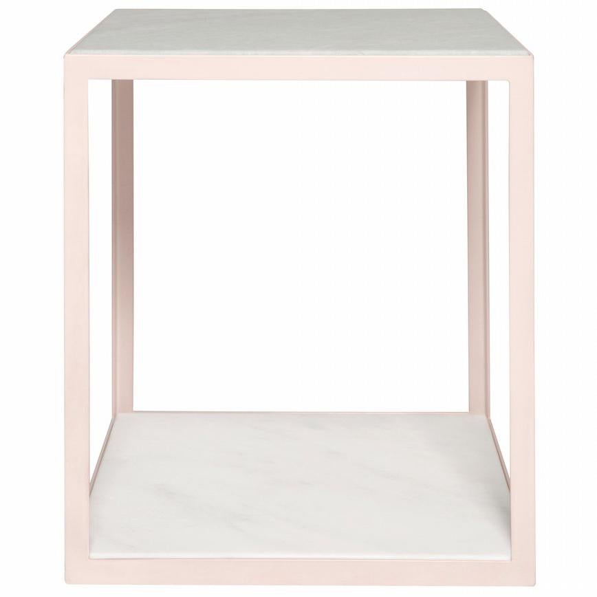 Fitted Side Table in Petal Pink and Arabescato Marble For Sale at ...