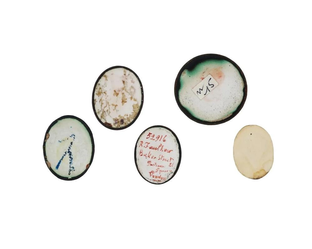 Five Antique Enamel Miniature Portrait Plaques For Sale at 1stDibs