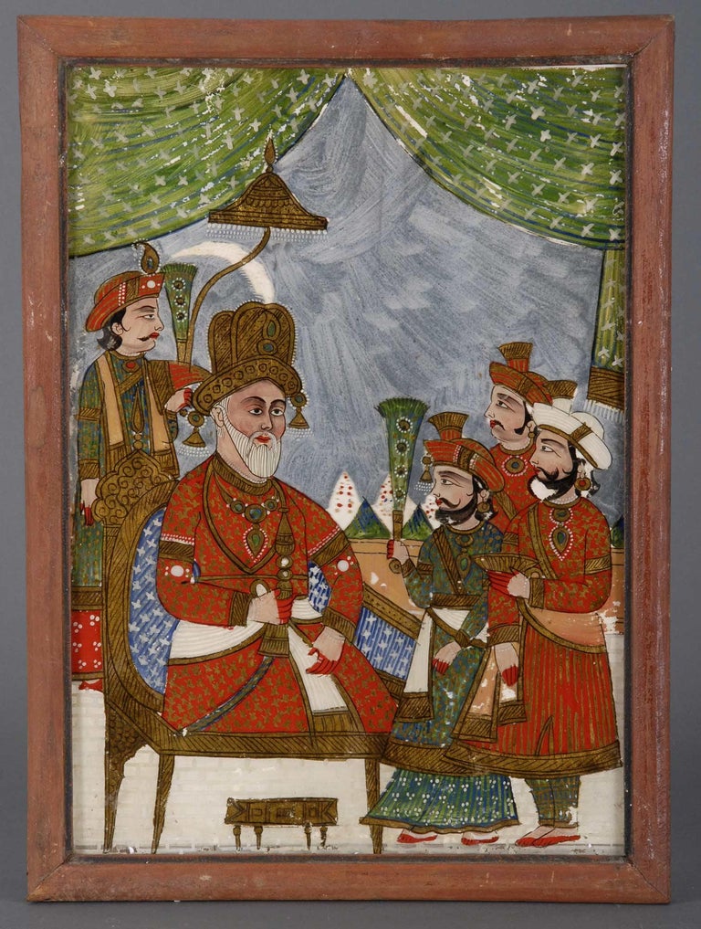 Five Antique Indian Reverse Glass Paintings For Sale at 1stdibs