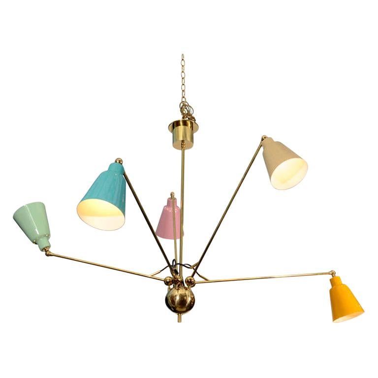 Five-Arm Adjustable Ceiling Fixture by Fedele Papagni at 1stDibs