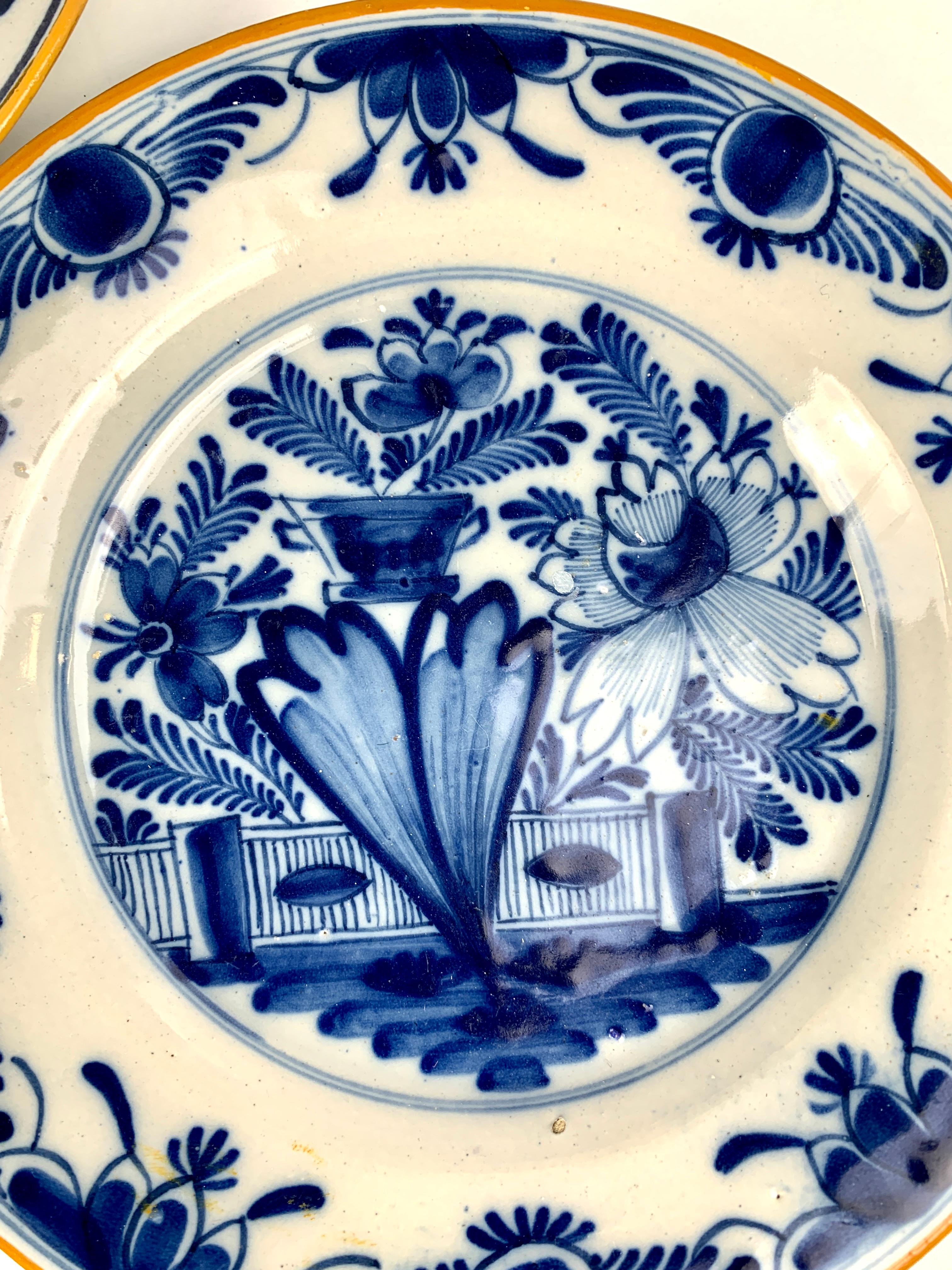 Five Blue and White Dutch Delft Plates Hand Painted, circa 1800 For ...