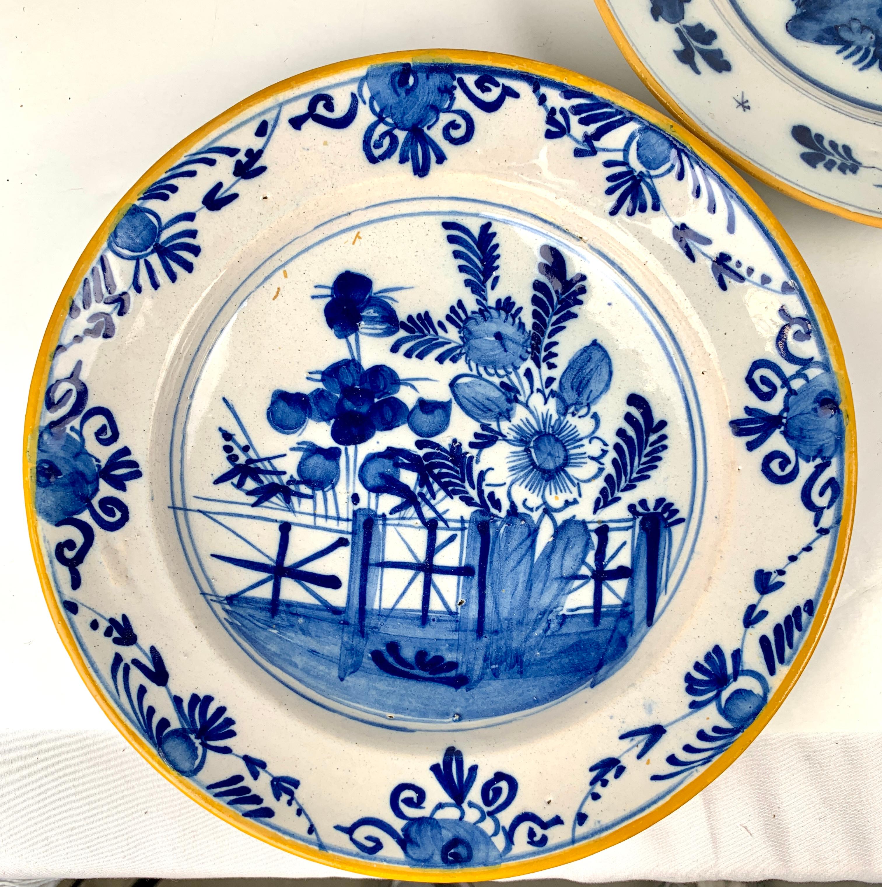 Five Blue and White Dutch Delft Plates Hand Painted, circa 1800 For ...