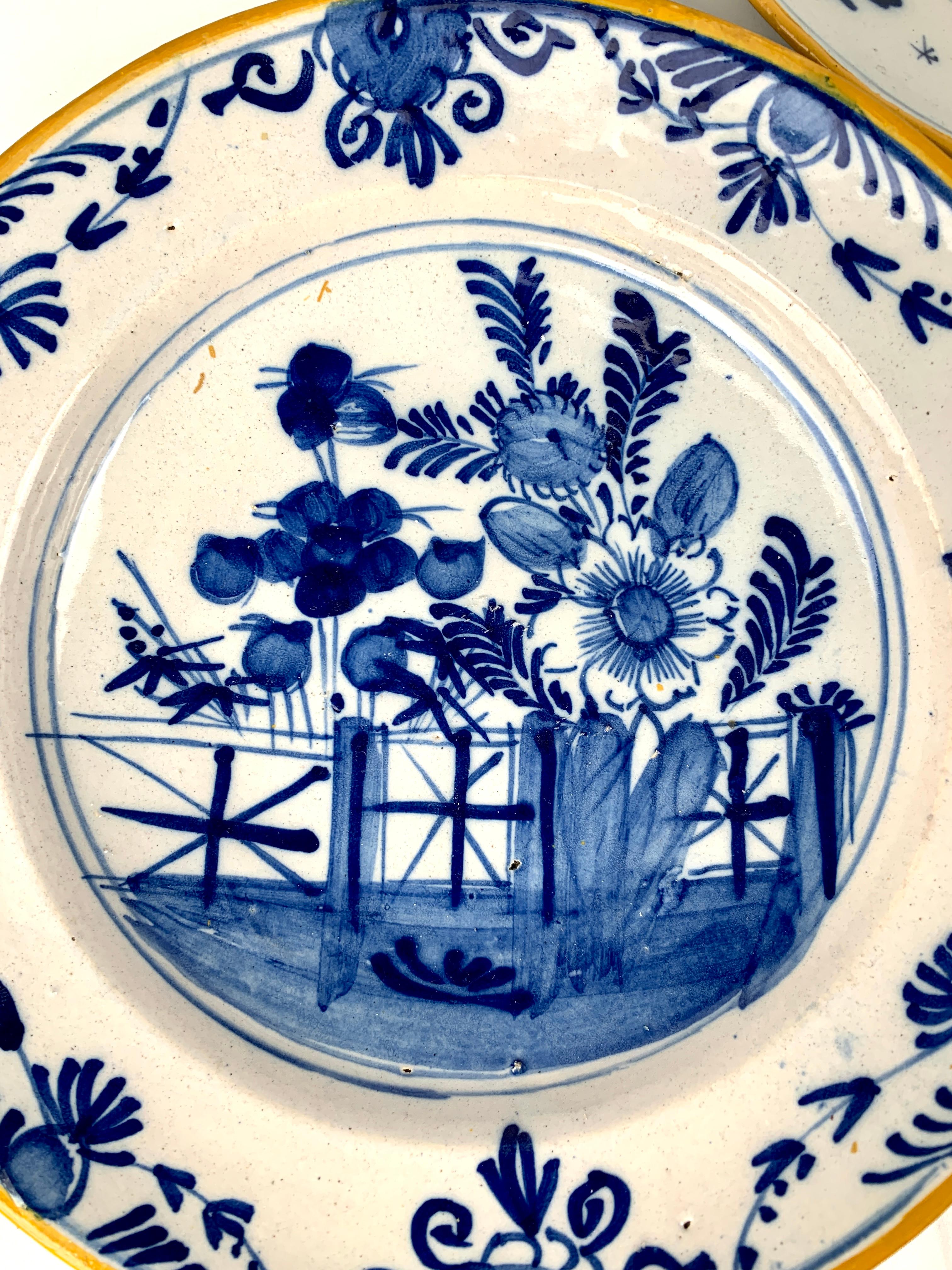Five Blue and White Dutch Delft Plates Hand Painted, circa 1800 For ...