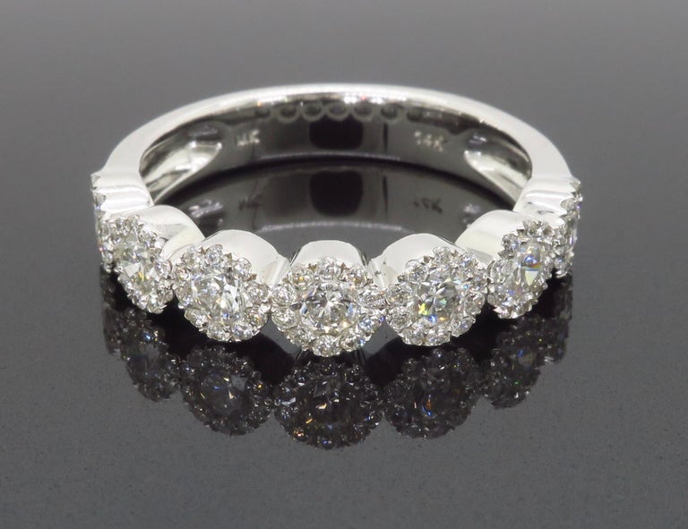 Five Diamond Halo Band Ring For Sale at 1stDibs