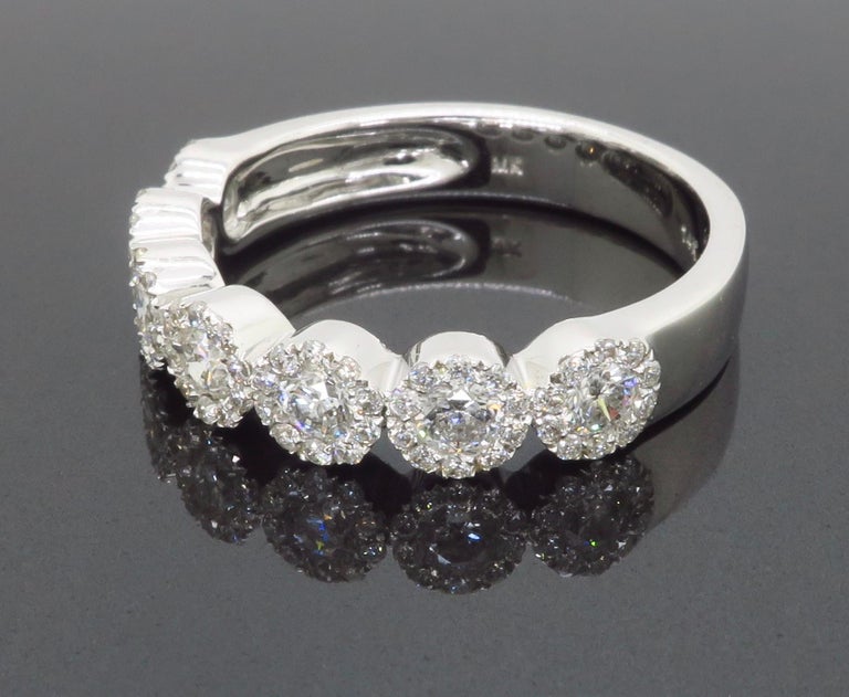 Five Diamond Halo Band Ring For Sale at 1stDibs