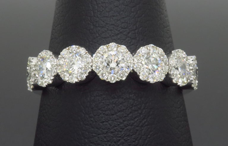 Five Diamond Halo Band Ring For Sale at 1stDibs