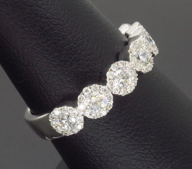 Five Diamond Halo Band Ring For Sale at 1stDibs