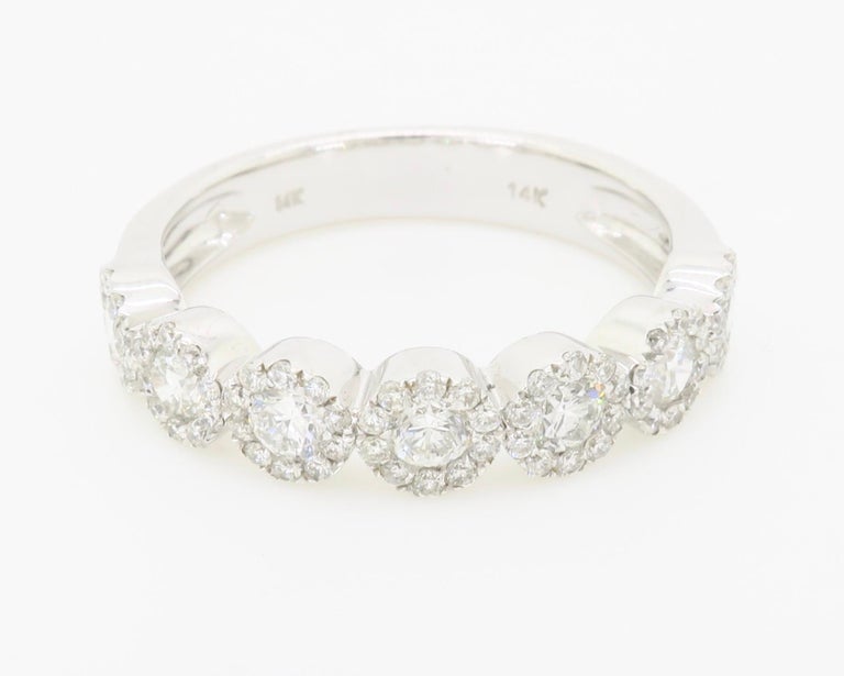 Five Diamond Halo Band Ring For Sale at 1stDibs
