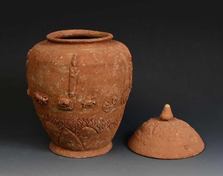 Five Dynasties, Antique Chinese Pottery Lotus Jar For Sale at 1stDibs