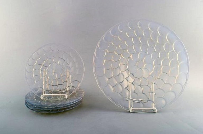 Five Early and Rare René Lalique Plates and Serving Dish in Art Glass ...